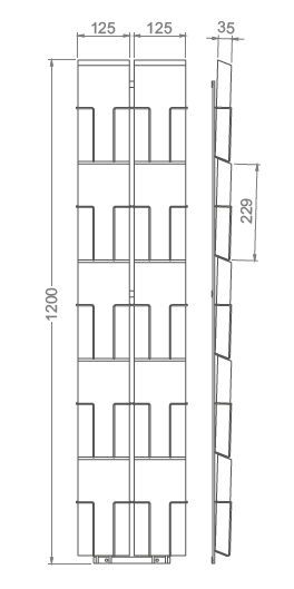 Postkort holder 1150 x 265 med 10 lommer højkant Sølv farve HG10 624 ...
