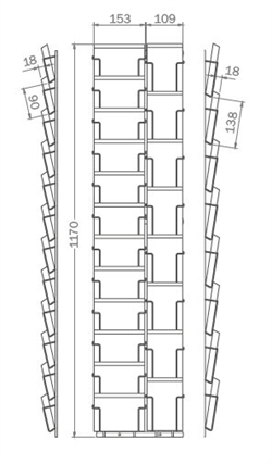 Postkort holder 1150 x 270 med 8 lommer højkant & 12 lommer vandret ...